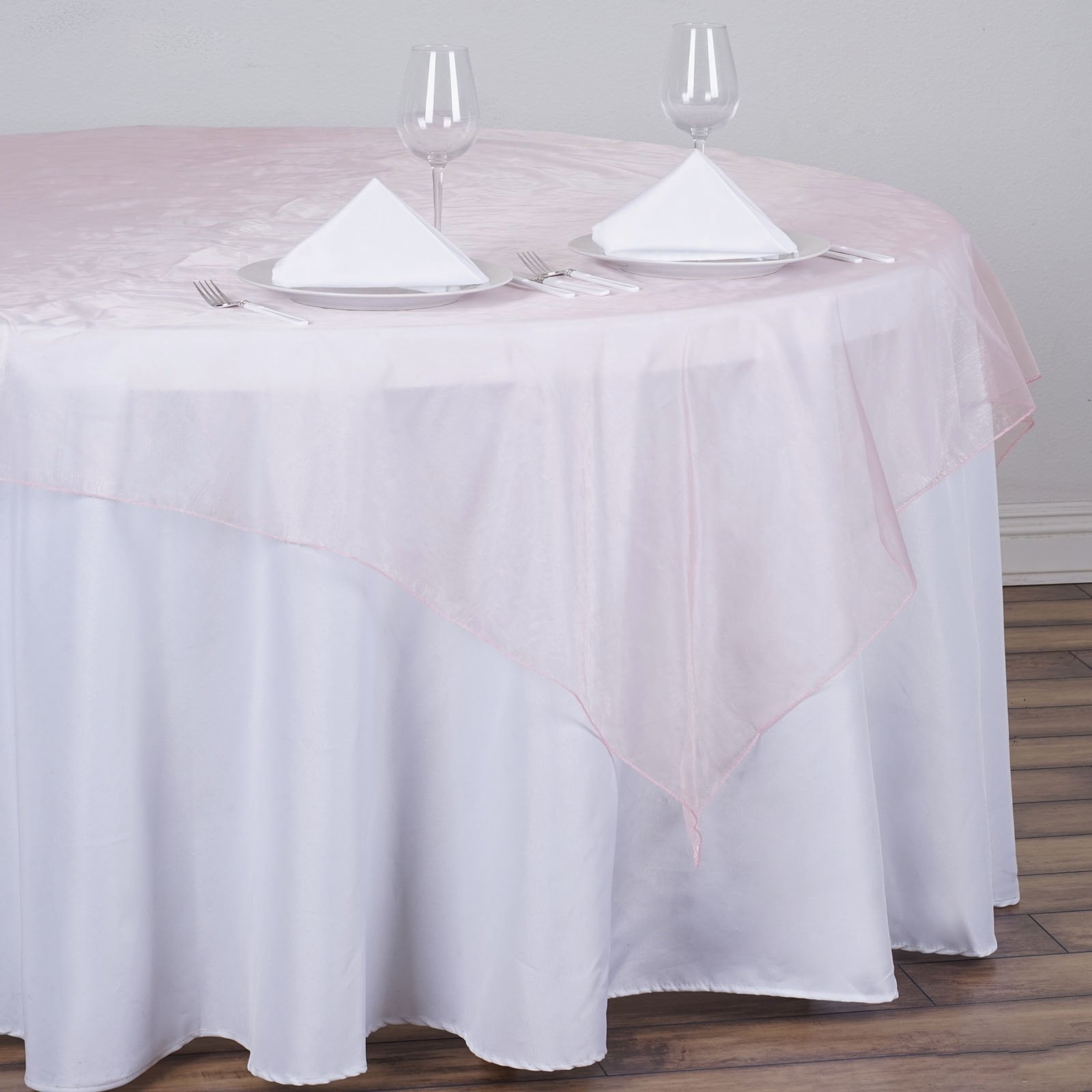 Efavormart Blush Organza Square Tablecloth Overlay 72" x 72" Square ...