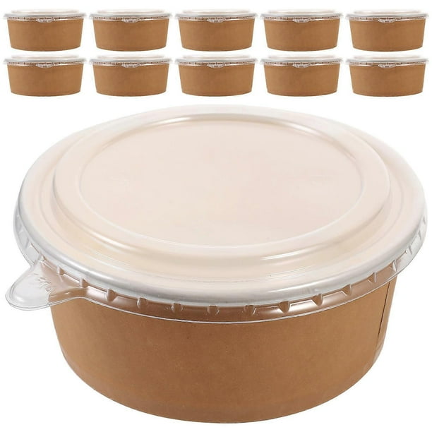 Kraft Salad Box Kraft Paper Bowls Leak-Proof Food Packaging Containers ...