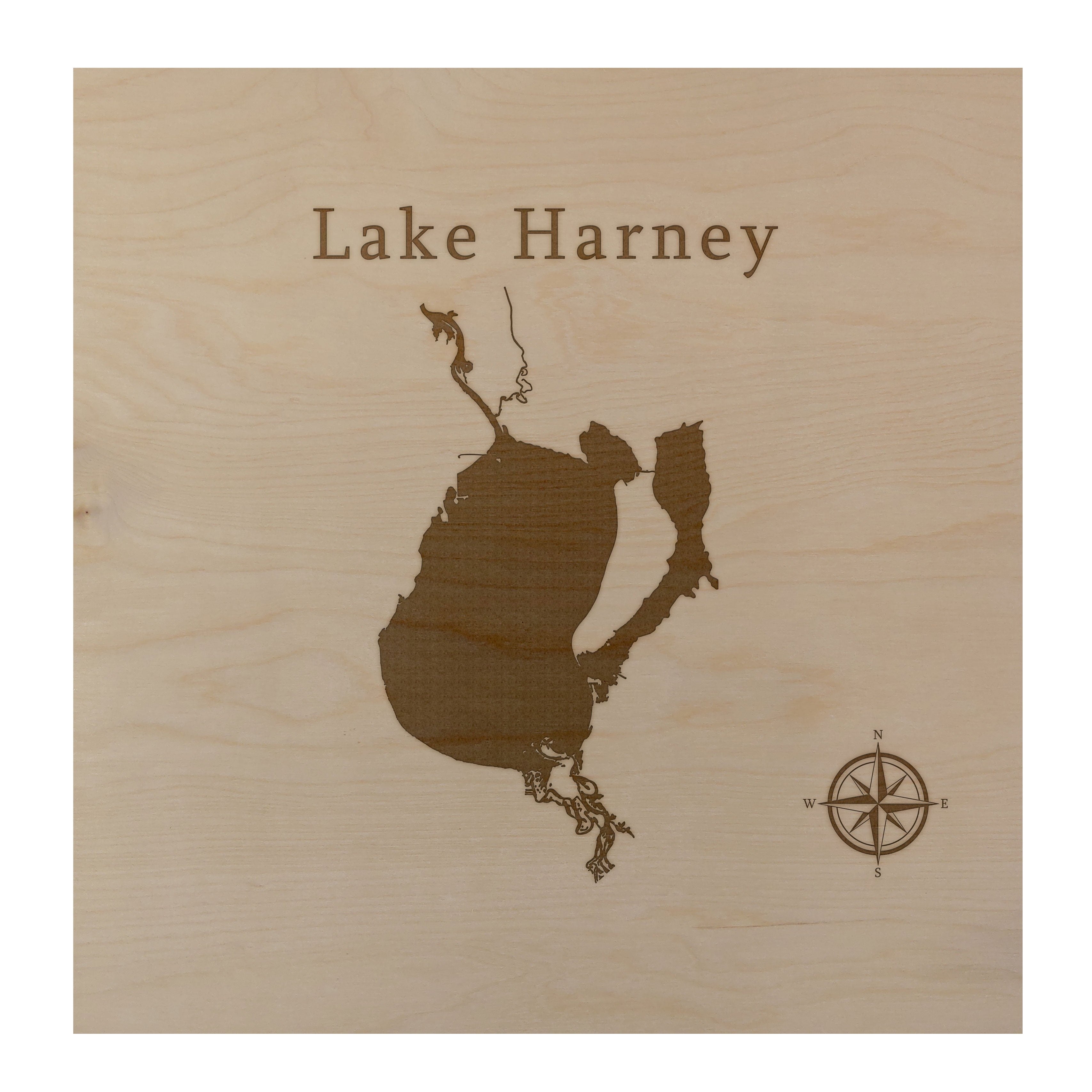 Lake Harney Map 24x24" Wood Wall Art Office Decor Gift Engraved Florida ...