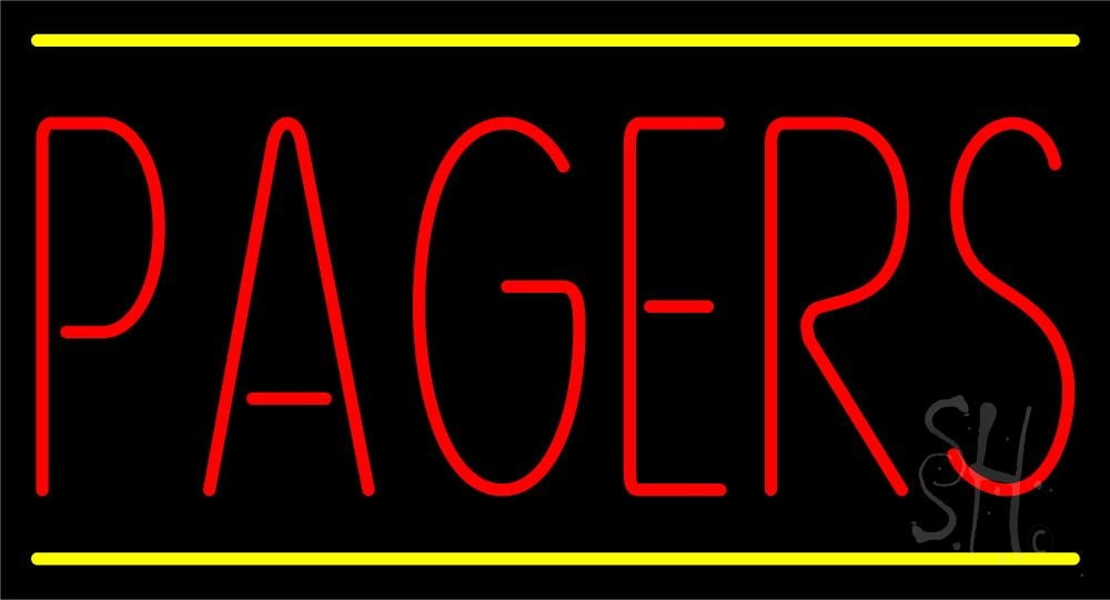 Orange Pagers Yellow Double Line LED Neon Sign 20 x 37 - inches, Clear ...