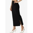 Themogan Womens Plus Side Slit Ponte Knit High Waist Mid Calf Long