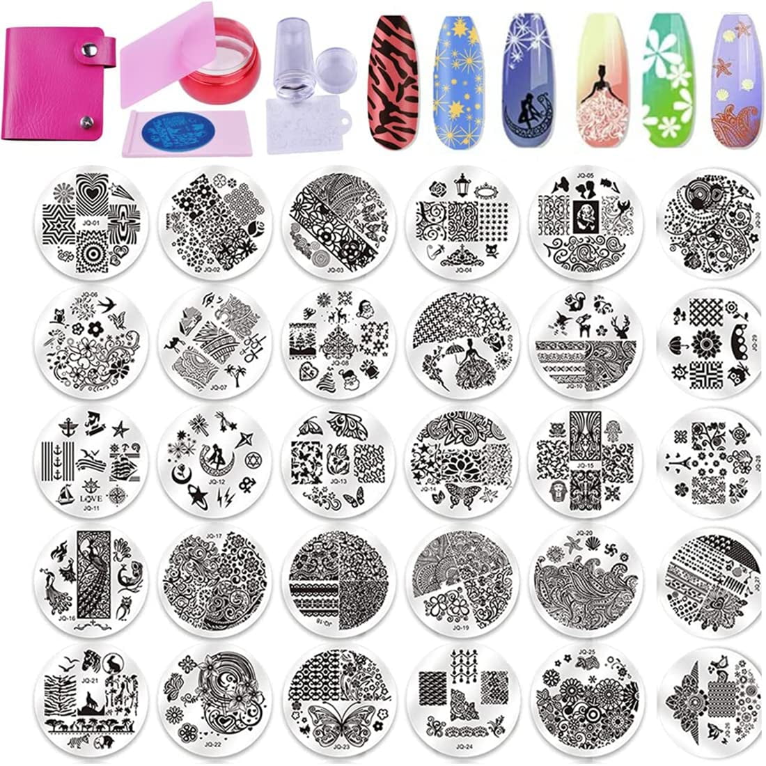 Biutee 36pcs Nail Stamper Kit 30pcs Nail Stamping Plates Flower Animal ...
