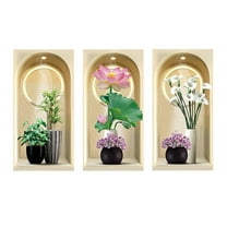 Wall Stickers 3 Pcs Set Green Plants Mural 3D Art Home Decor Vinyl Peel ...