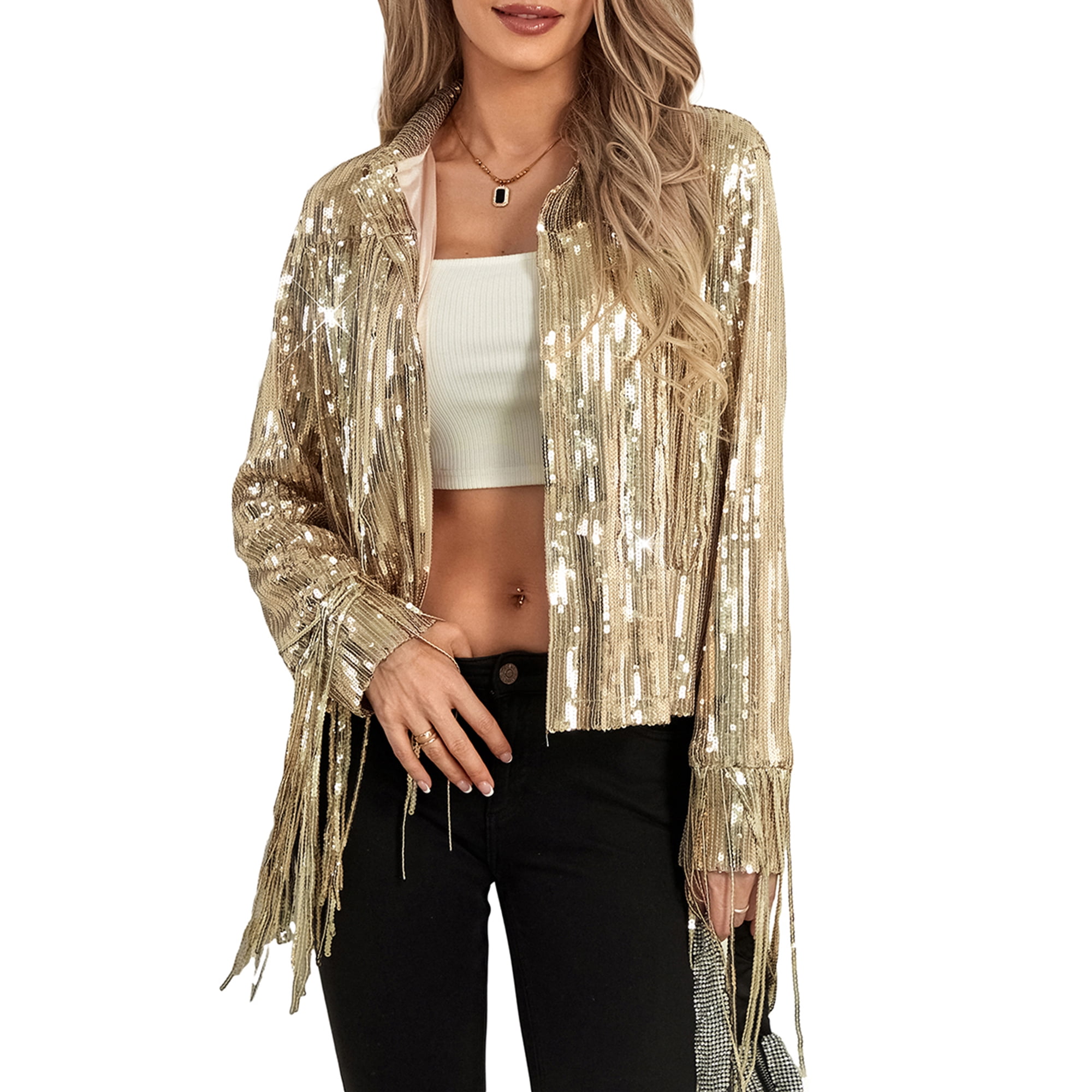 Click here for Gupgi Women Sparkly Sequins Jacket Shiny Glitter O... prices
