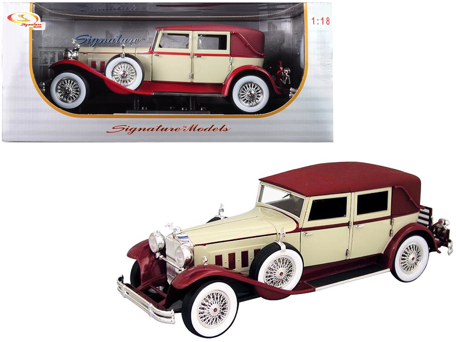 1930 Packard LeBaron Cream and Red 1/18 Diecast Model Car by Signature ...