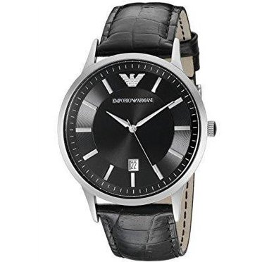 Emporio Armani Men's Stainless Steel Chronograph Watch, Black Dial ...