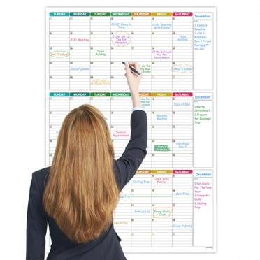 WallDeca Monthly Dry Erase Wall Calendar Planner Whiteboard: Wipe off ...