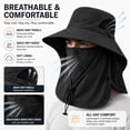 Breathable Fisherman Hat with Detachable Face Mask, Adjustable Outdoor ...