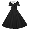 BCSIOAOI Summer Dress,Solid Color Vintage Swing Dress with Contrast ...