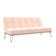 Novogratz Elle Futon, Convertible Sofa Bed and Couch, Pink Velvet ...