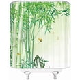 Bamboo Shower Curtain Green Bamboo Forest Tree Butterfly Japanese Asain ...