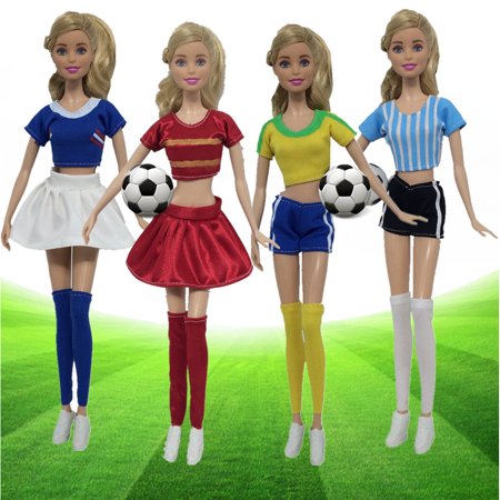 QUETO 4 Piece Fashion Soccer Team Doll Clothes Set, 11" Girl Doll's ...