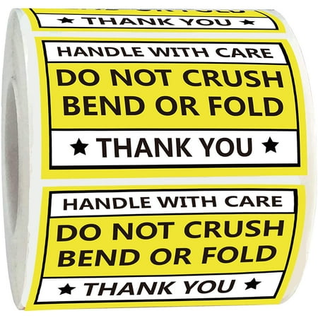 Do not Crush Bend or Fold Warning Sticker 2X3 inch Handle with Care ...