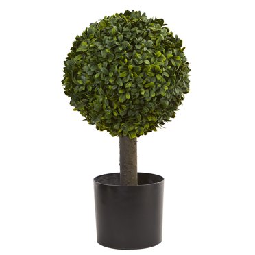 Nearly Natural 3.5' Boxwood Triple Ball Artificial Topiary in Planter ...