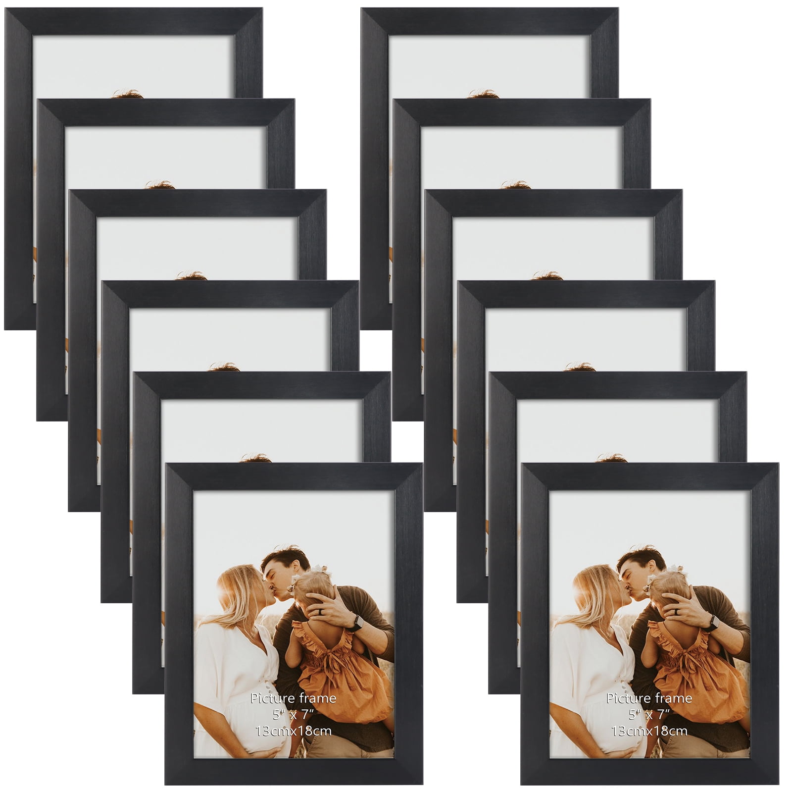 12 Pack 5x7 Picture Frame, Black Photo Frame Set for Wall or Tabletop ...