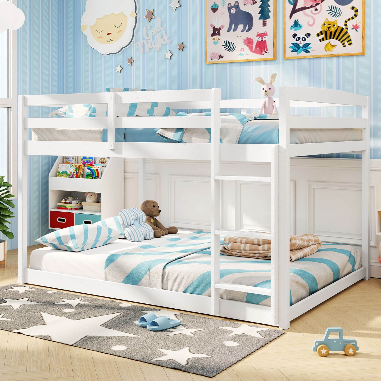 Click here for Costway Full Over Full Bunk Bed With Full-Length G... prices