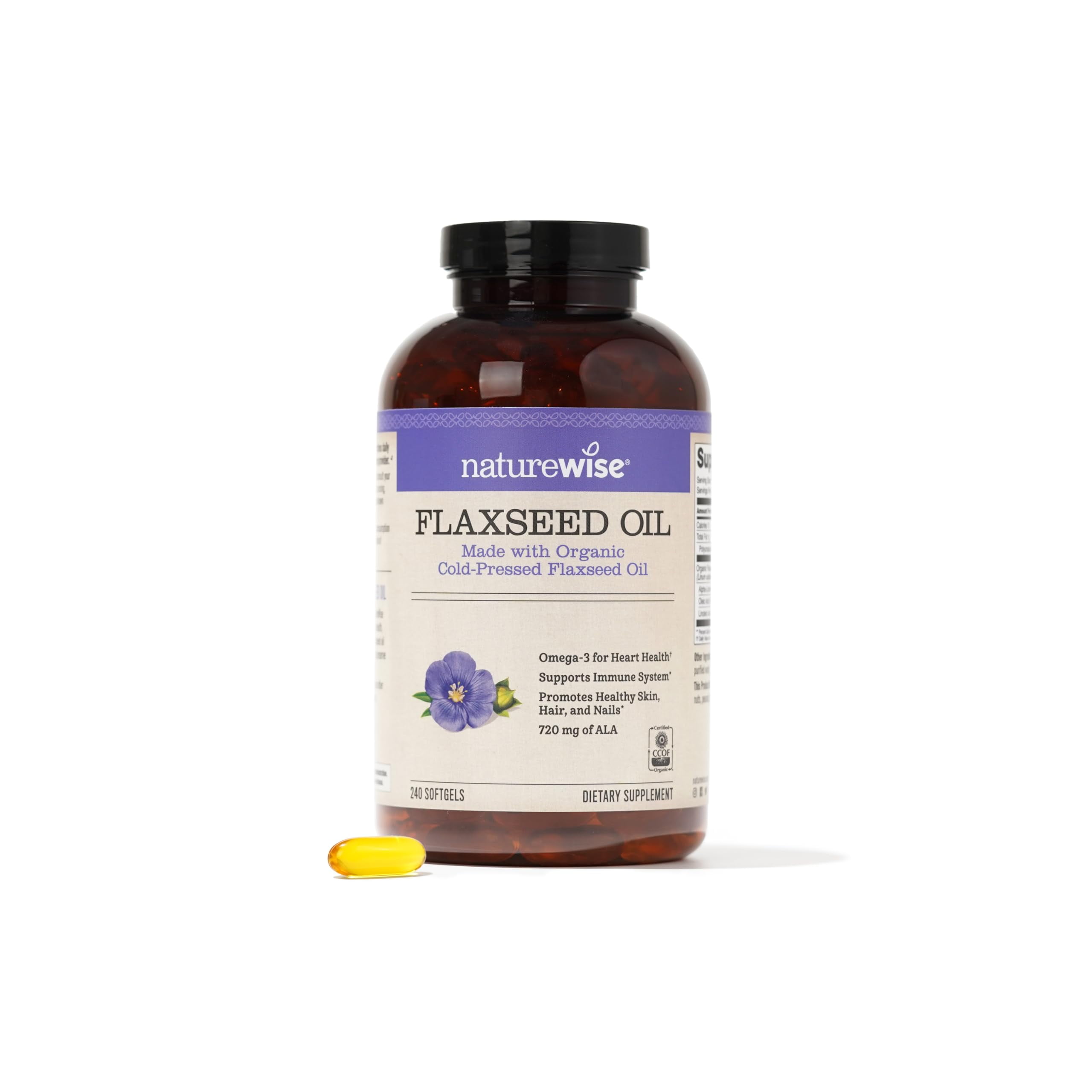Suplemento NatureWise de aceite de linaza, 1200 mg, cápsulas blandas ...