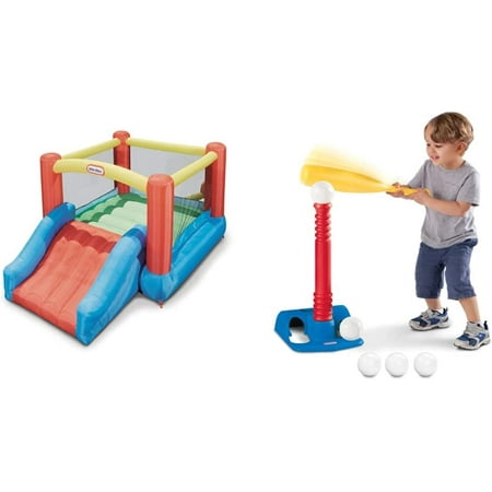 Little Tikes Jr. Jump 'n Slide Bouncer & T-Ball Set (Red) w/5 Balls ...