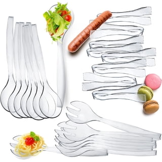 Efavormart 24 Pack | Silver Glittered European Plastic Utensil Set With ...