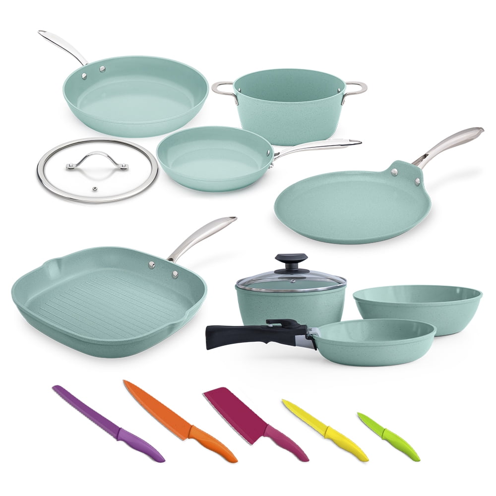 Batería de cocina Jade Cook Jade Smart Sartén Grill Comal y Kit ...