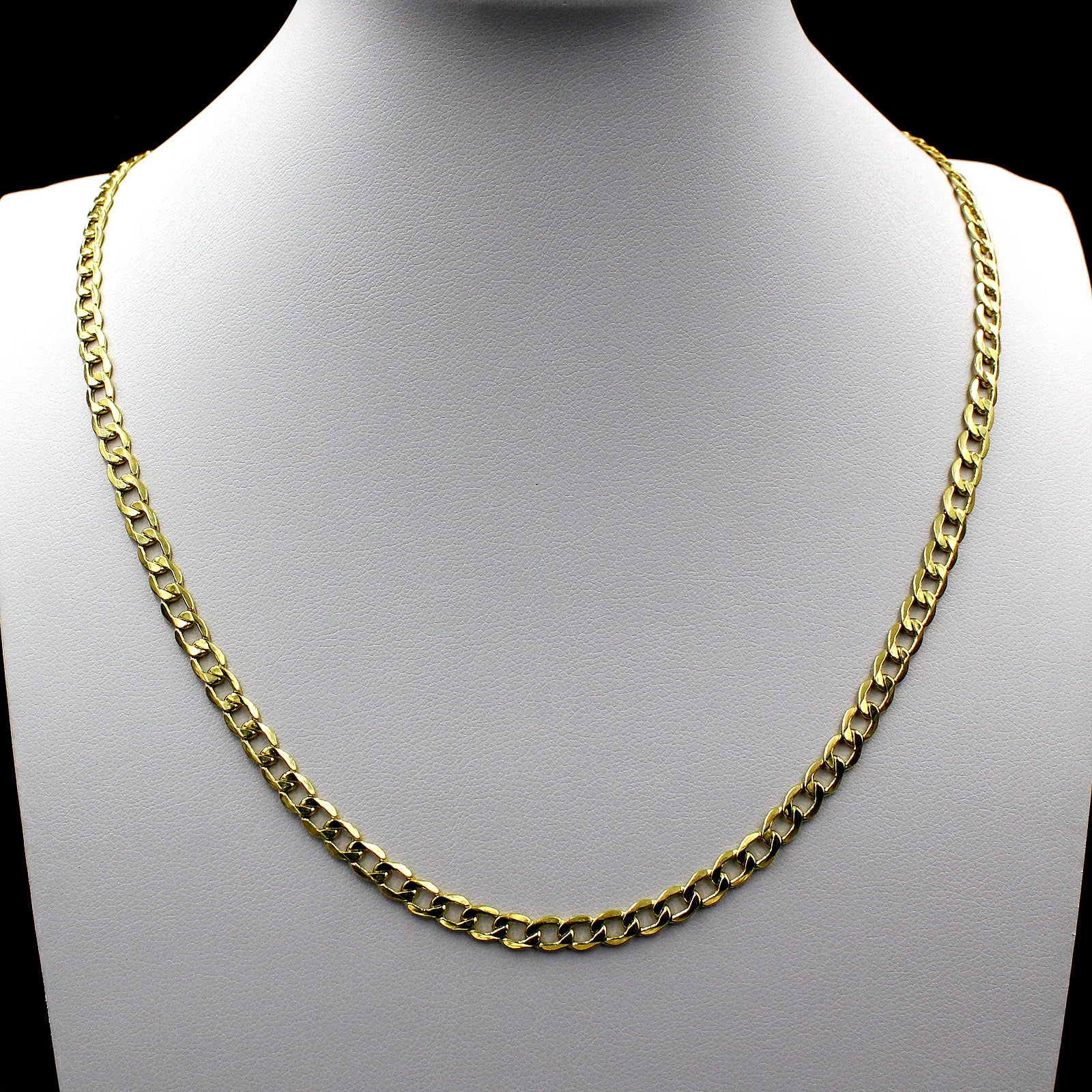 10K Solid Yellow Gold Men's Cuban Curb Link Chain Necklace 3.5MM 16" 18 ...