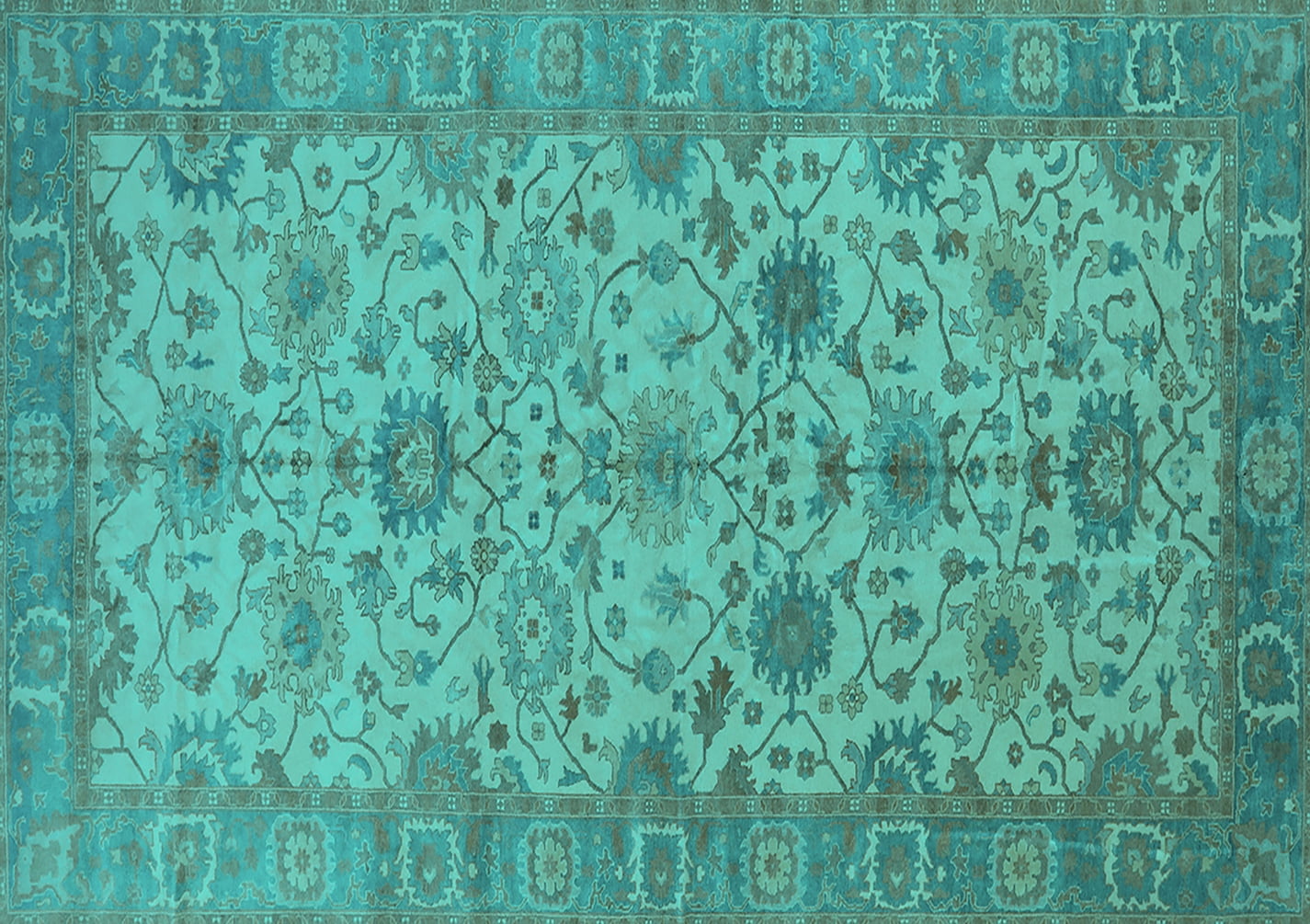 Ahgly Company Indoor Rectangle Oriental Turquoise Blue Traditional Area ...