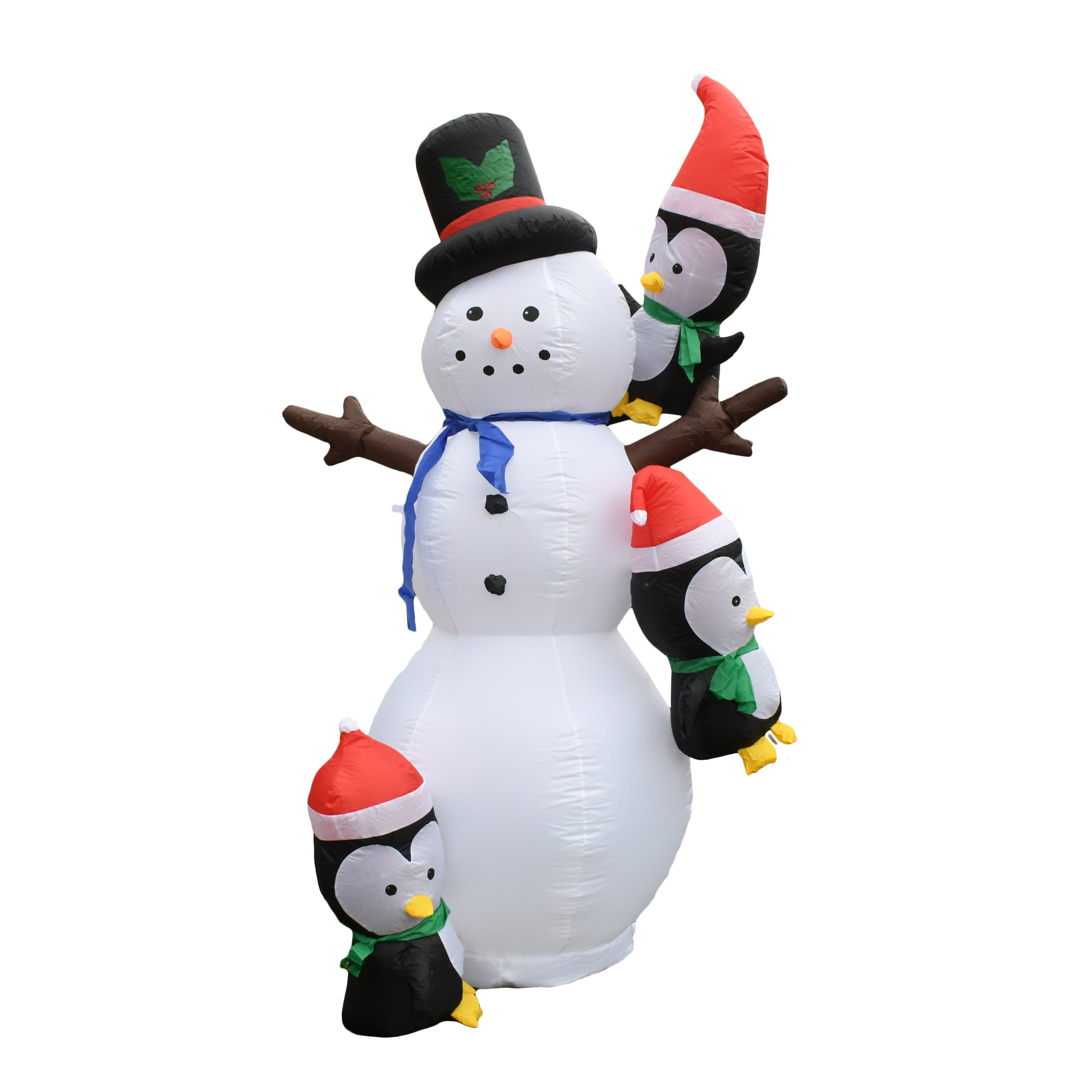 Aleko Chid018 Giant Inflatable Led Snowman With Hanging Penguin Friends