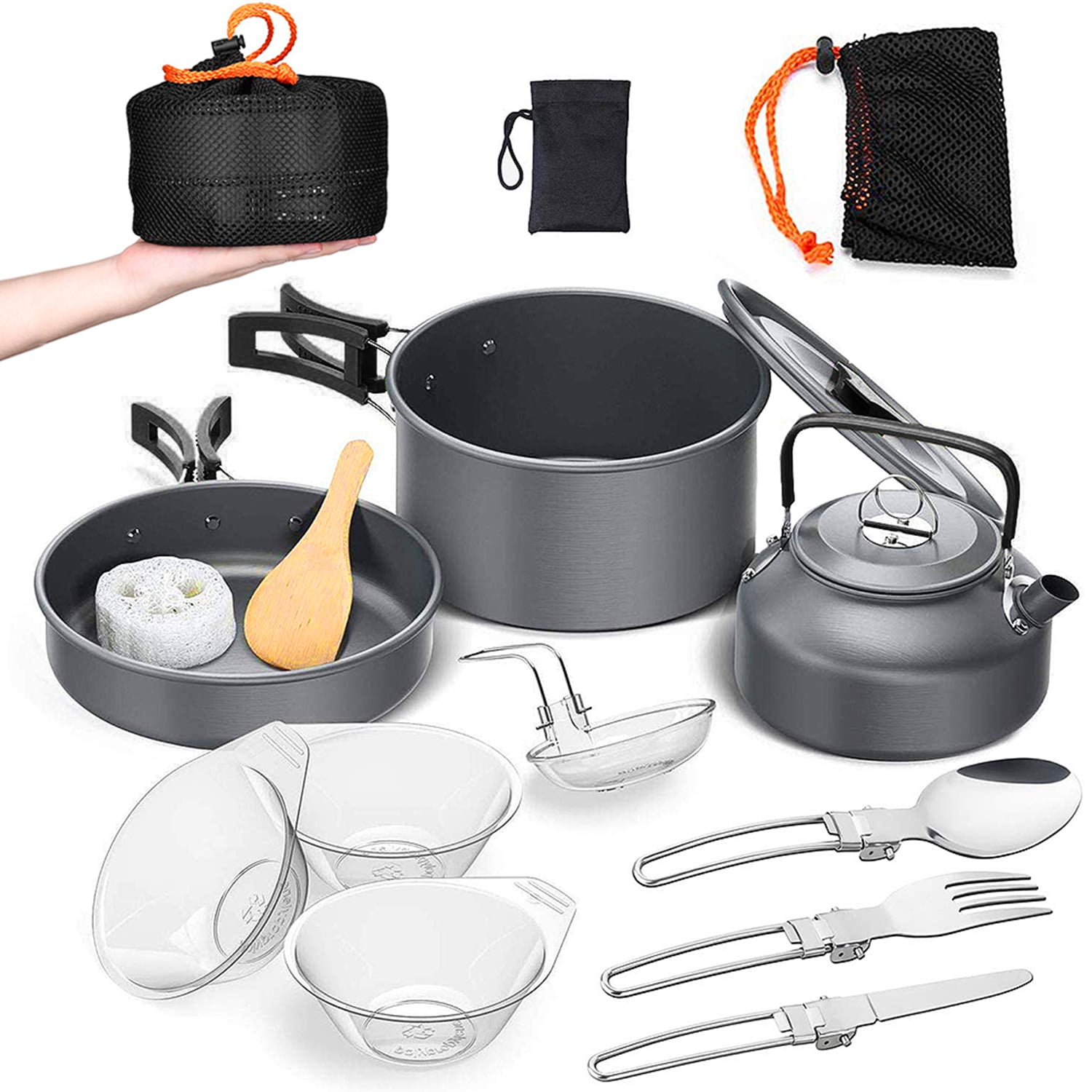 aiGear Camping Cookware Set with Storage Bag 12 Pcs for Outdoor Camping ...