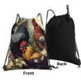 Chicken Vintage Colorful Hens Large Drawstring Backpack Casual Cinch ...