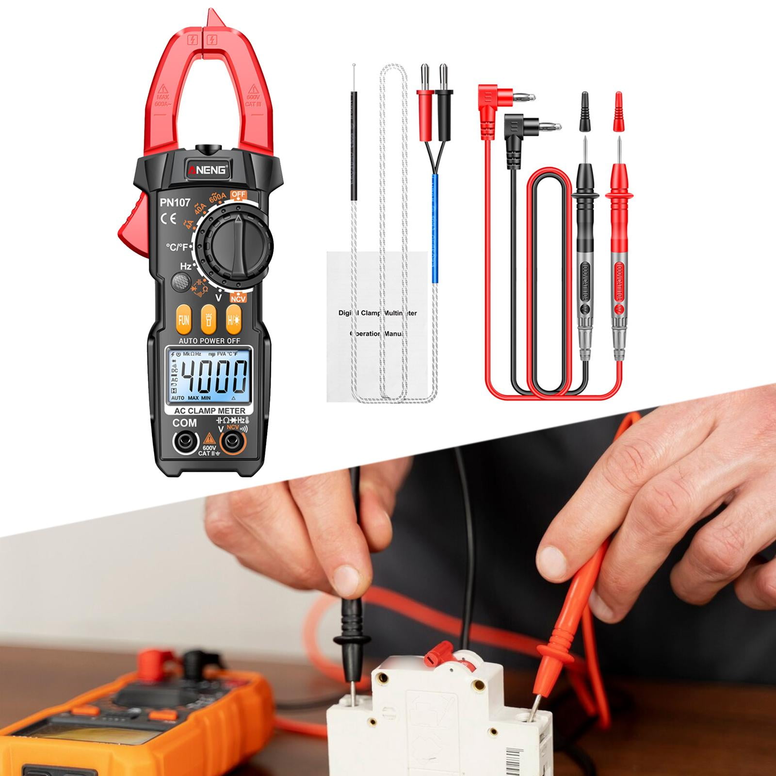 Multímetro de Pinza Amperimétrica Shamjiam Rojo Medidor de Voltaje ...