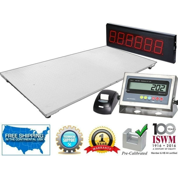 60" x 84" Industrial Floor Scale with Printer & Scoreboard l 5000 lbs x ...