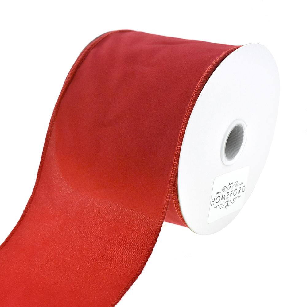 Christmas Velvet Wired Edge Ribbon, Red, 4-Inch, 25-Yard - Walmart.com