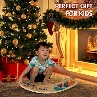 Qaba Balance Board Kids, Wooden Wobble Board for Children, 35 Inch ...