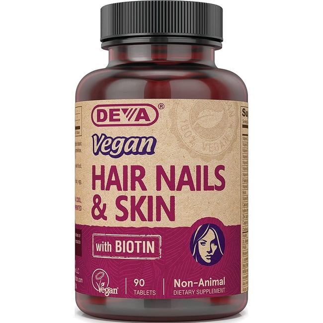 Deva Vegan Hair, Nails & Skin with Biotin 90 Tabs - Walmart.com