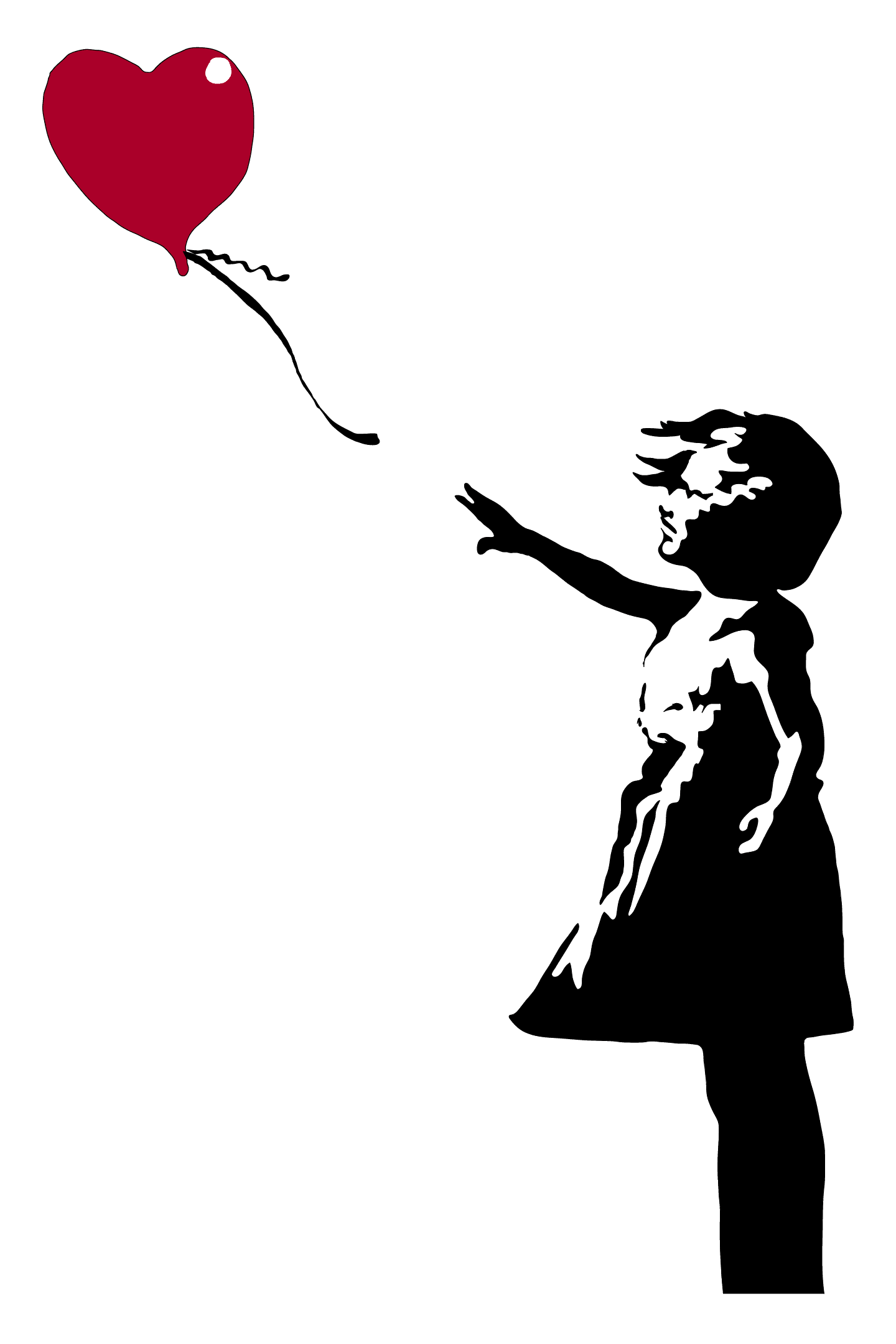 Abstract Artwork Design of a Girl Losing a Balloon Vinyl Wall Decal ...