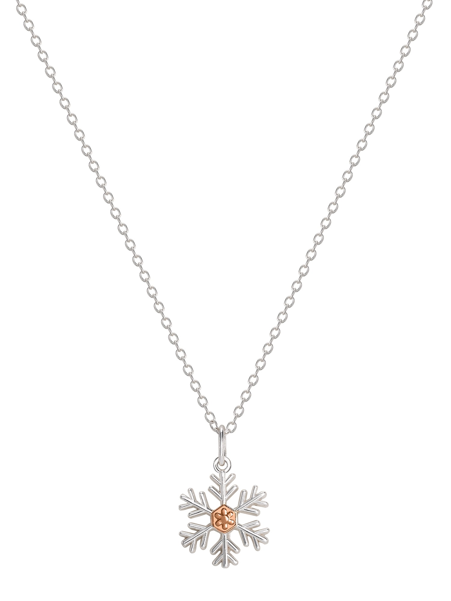 Disney Women's Frozen Sterling Silver Snowflake Pendant Necklace ...