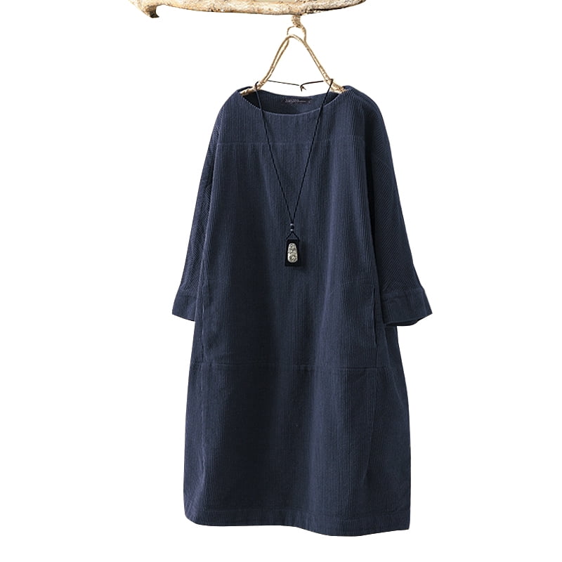 Click here for Zanzea Women Pure Color Long Tops Casual Vintage C... prices