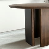 Ayane 47.2" Solid Wood Round Dining Table in Walnut - Walmart.com
