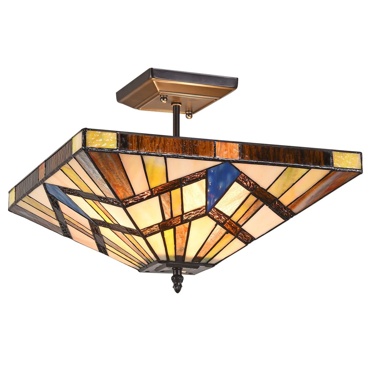 Mission Tiffany Semi Flush Ceiling Light | Shelly Lighting