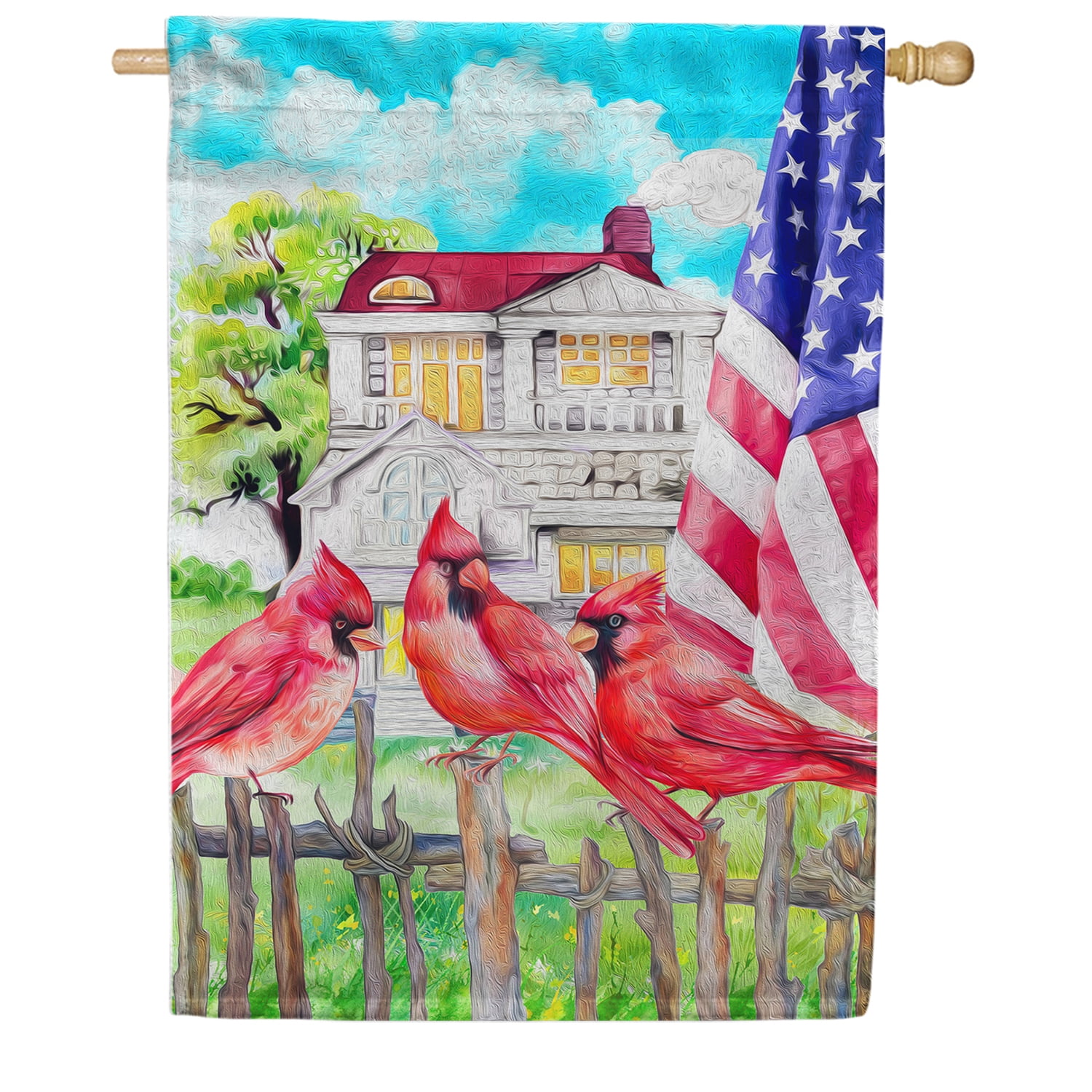 America Forever Summer Gathering Red Cardinal House Flag 28 x 40 inches ...