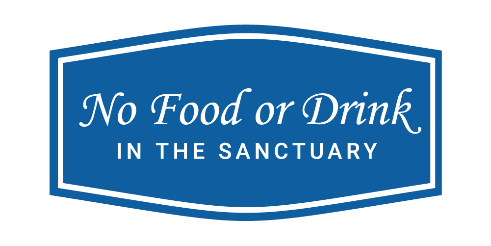 Fancy No Food Or Drink In The Sanctuary Sign (Blue) - Large - Walmart.com