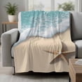 Flannel Fleece Throw Blanket, Summer Beach Ocean Starfish Soft Warm ...