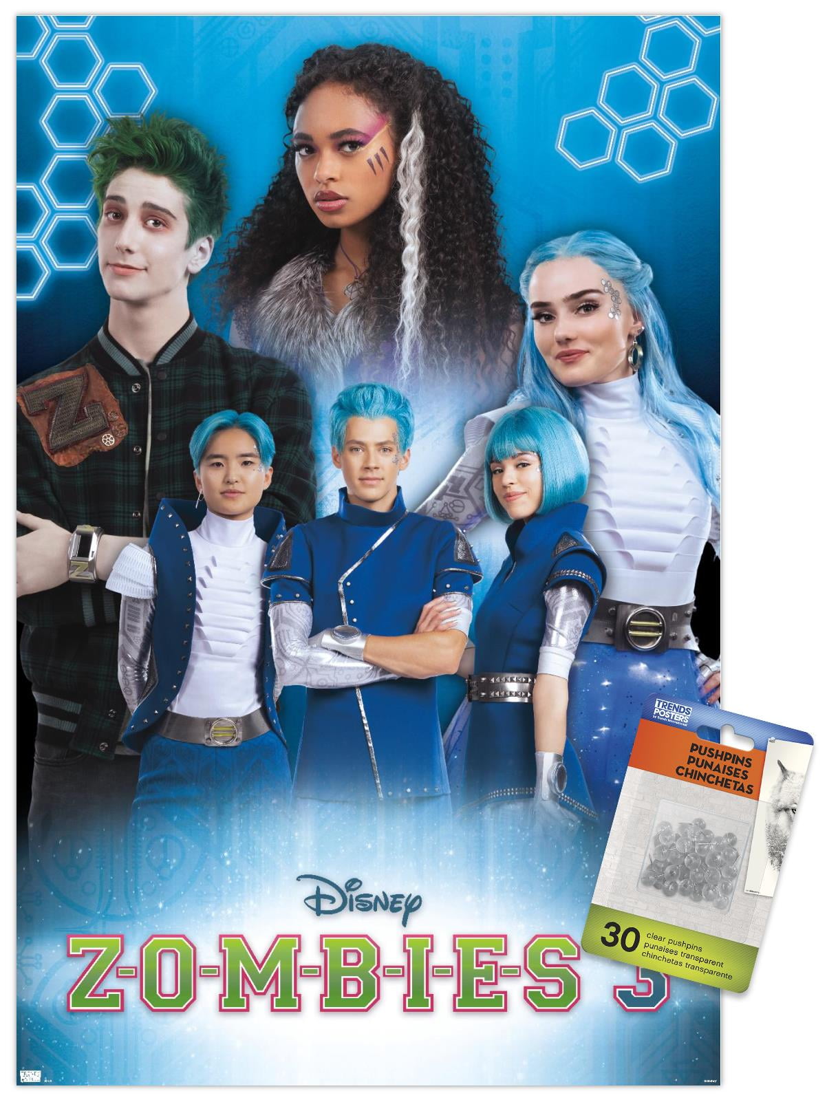 Disney Zombies 3 - Group Wall Poster with Push Pins, 14.725" x 22.375 ...