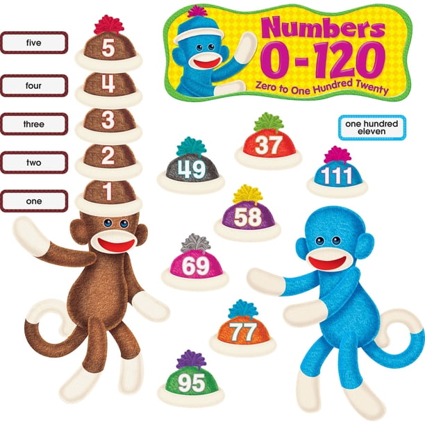 Trend, TEPT8298, Sock Monkeys Collection Bulletin Board Numbers Set ...