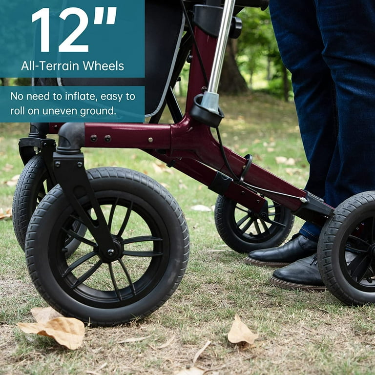 ELENKER All-Terrain Rollator Walker With Non-Pneumatic Tire, 45% OFF
