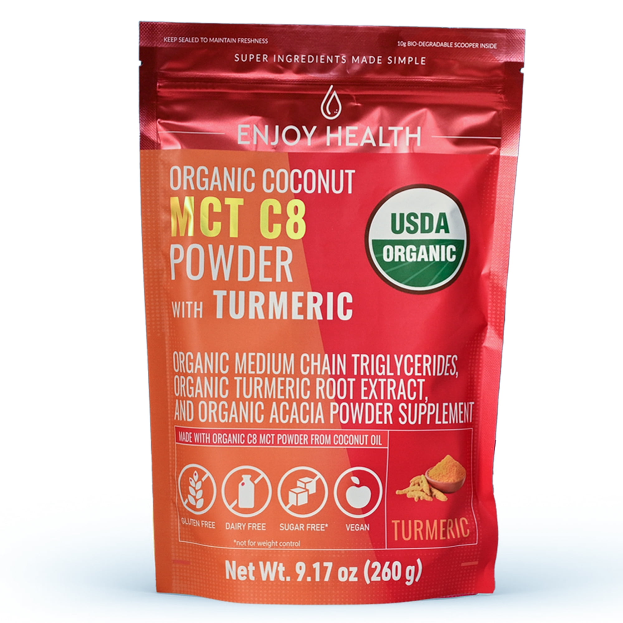 ORGANIC COCONUT MCT C8 POWDER WITH TURMERIC - Walmart.com