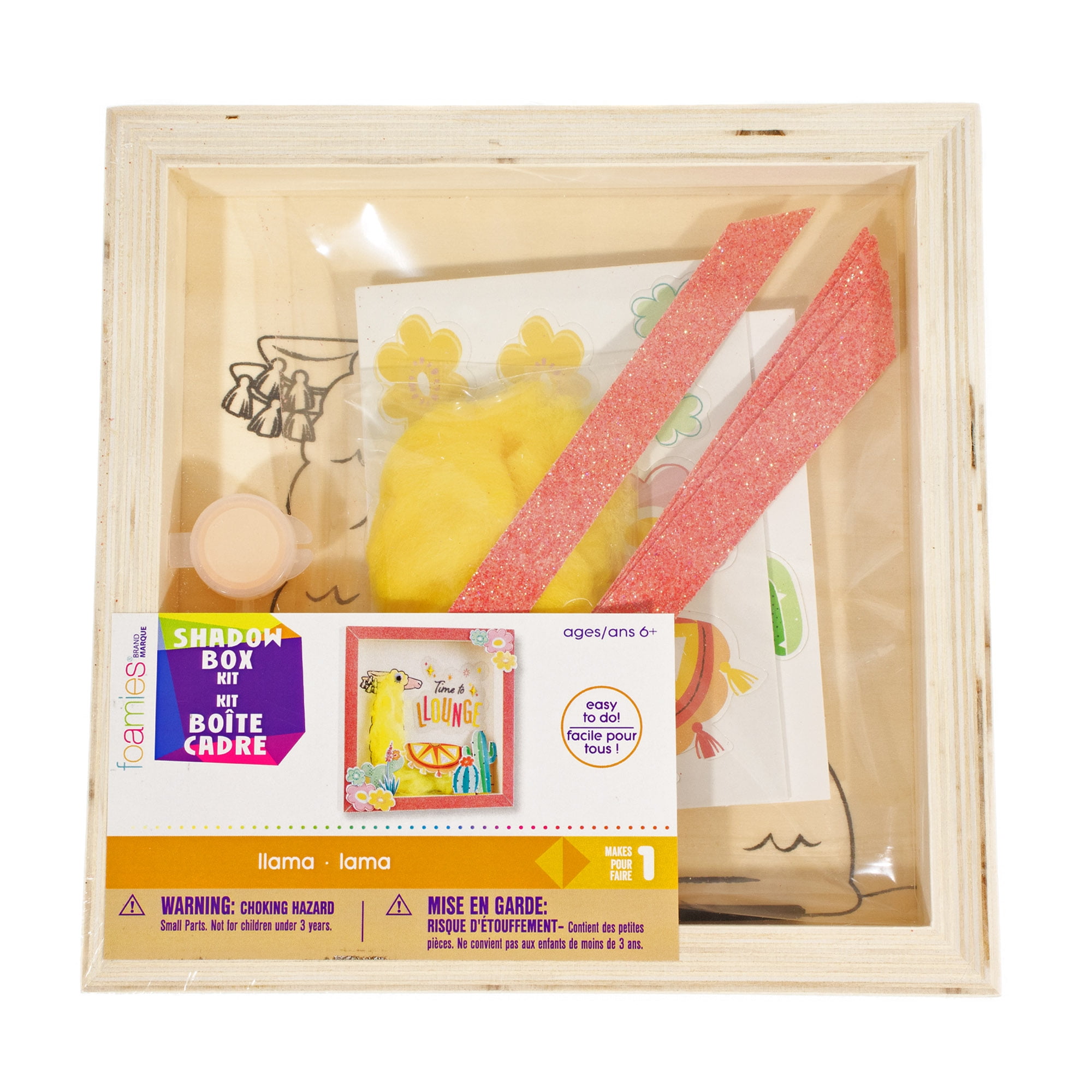 DIY Llama Shadow Box Kit - 8" x 8" Wooden Box with Stickers, Paint, and ...