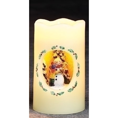 5" Pre-Lit White and Yellow LED Festive Snowman Flickering Flameless ...