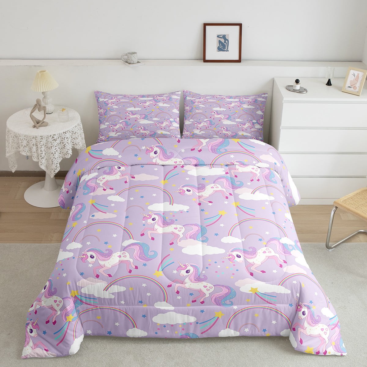 Click here for Erosebridal Cartoon Unicorn Bedding Twin Comforter... prices