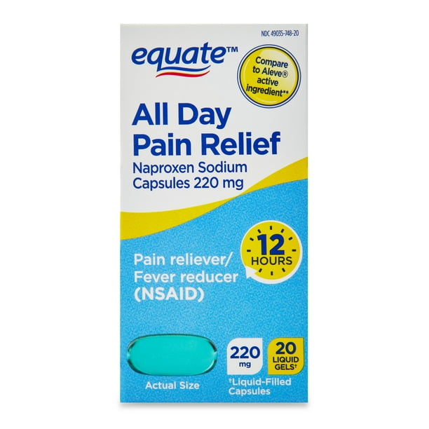 Equate All Day Pain Relief Naproxen Sodium Capsules, 220 mg, 20 Count ...